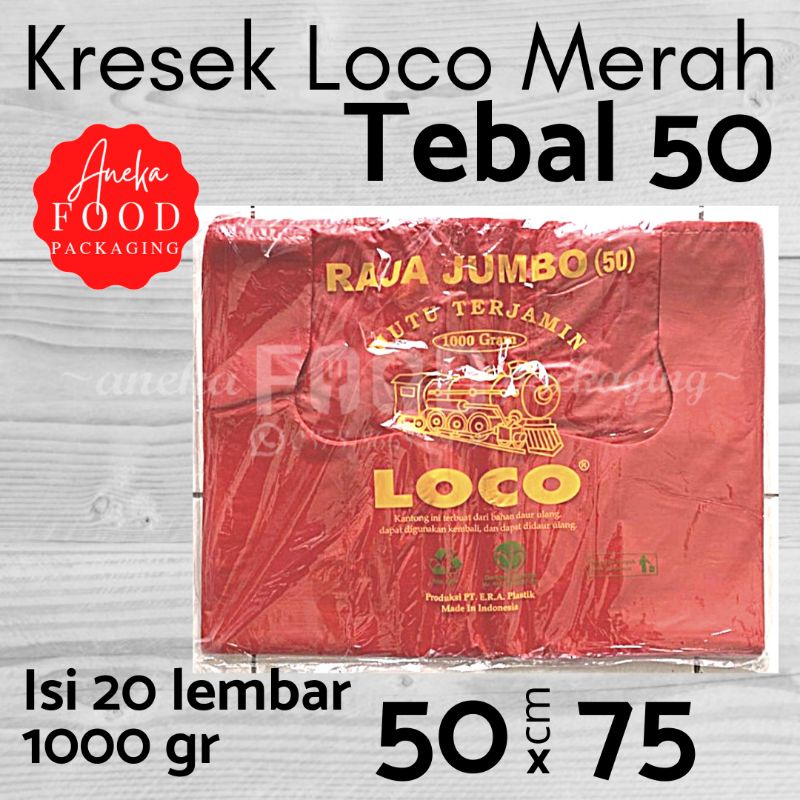 Jual Kantong LOCO 50 MERAH tebal plastik kresek raja jumbo | Shopee ...