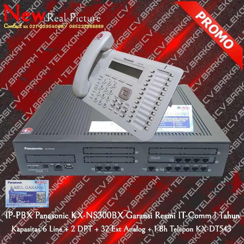 Jual Harga Promo Pabx Panasonic KX-NS300 Kap. 6 Line 2 DPT 32 Ext Free Key Telephone KX-DT543 IT ...