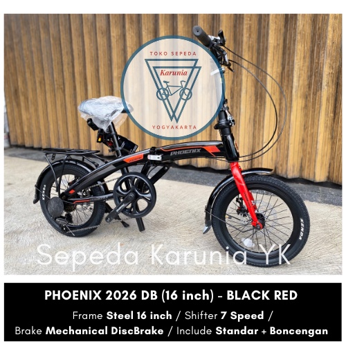 Jual Sepeda Lipat 16 inch Phoenix 2026 DB | Shimano 7 Speed | Shopee ...