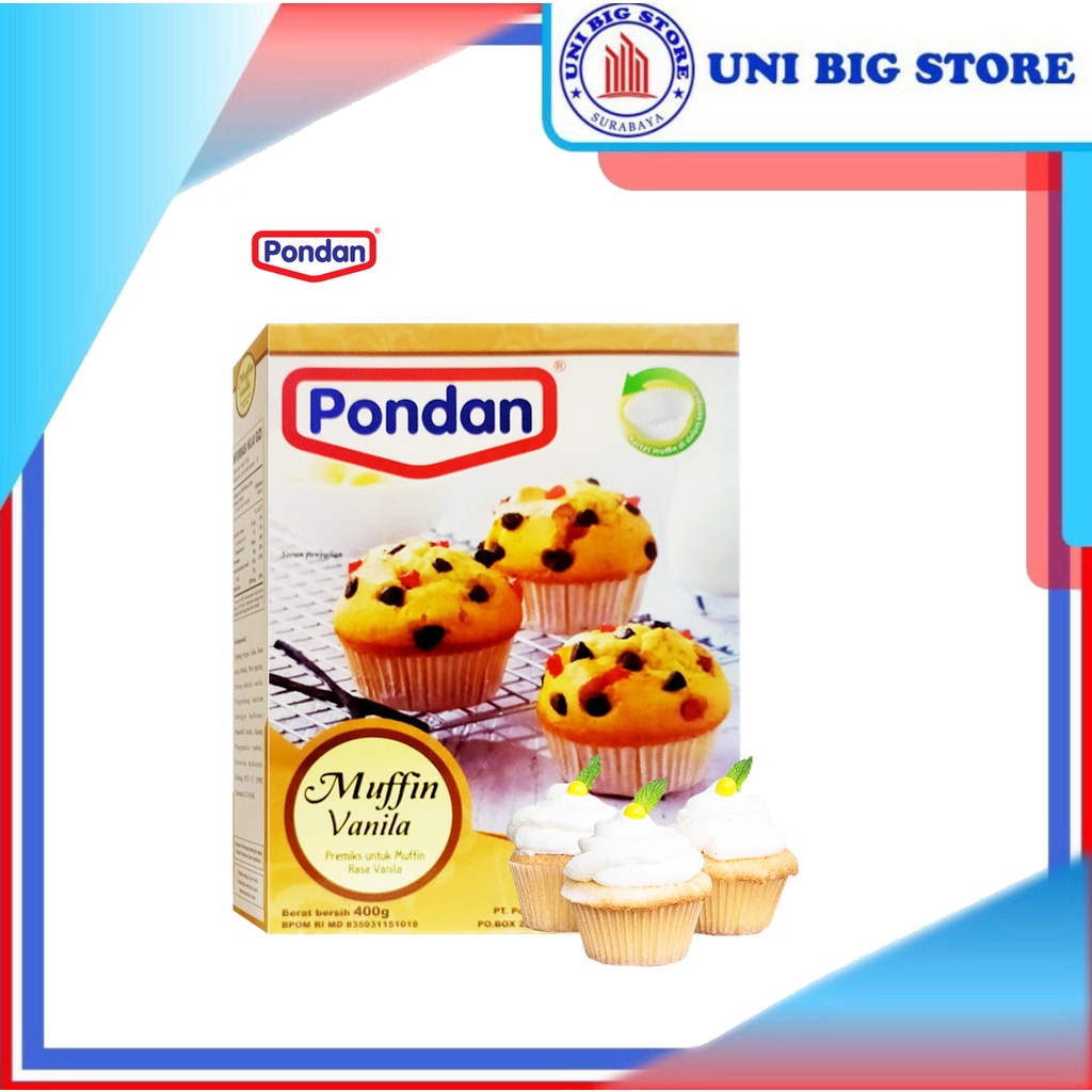 Jual Pondan Tepung Pre Mix Kue Muffin Vanila 400 gr | Shopee Indonesia