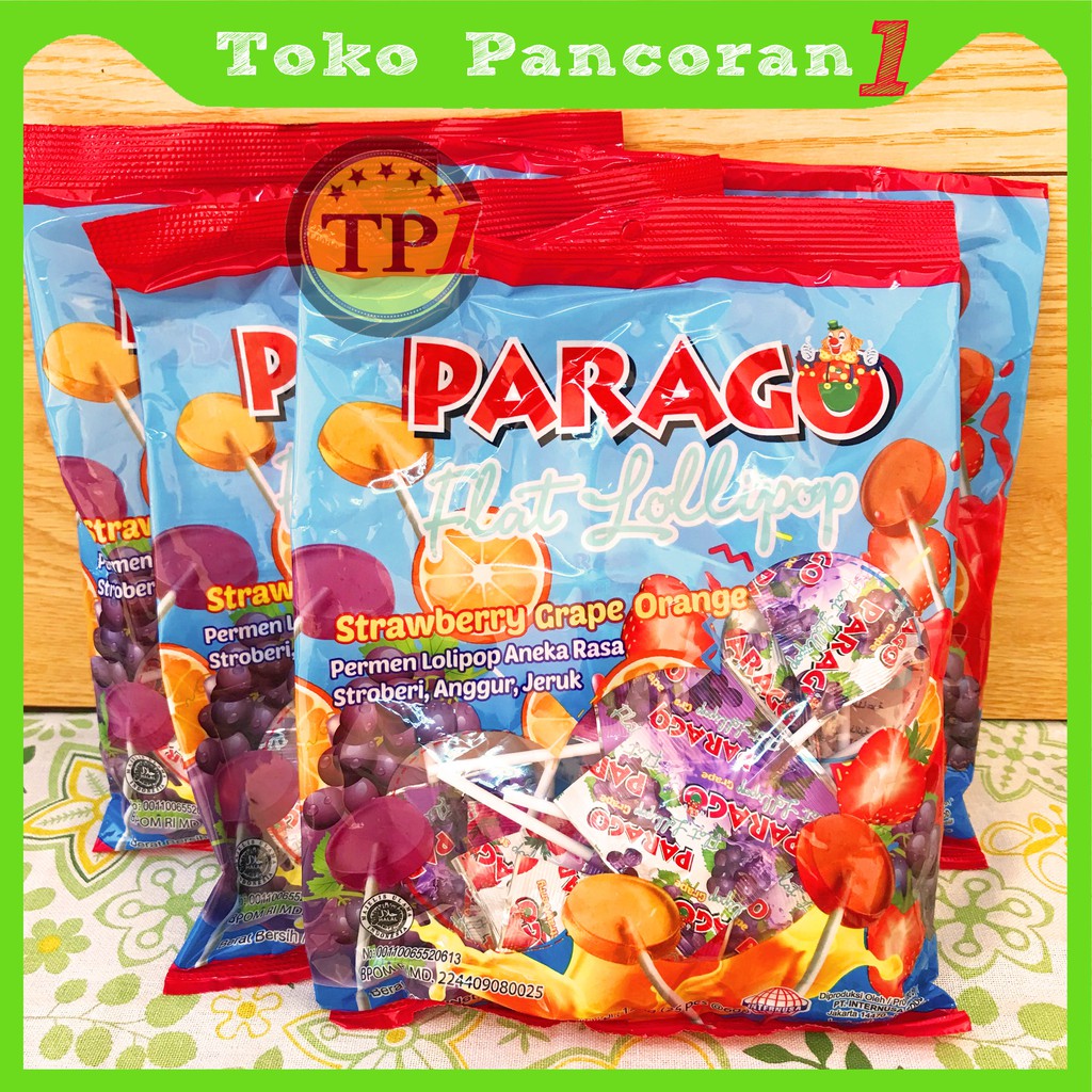 Jual permen parago lollipop stoberi anngur jeruk 150g (25pcs @6g ...