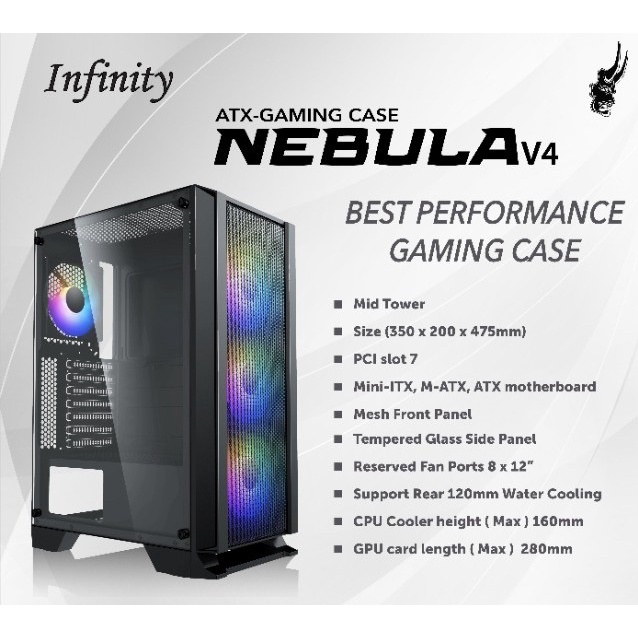 Jual Casing Komputer INFINITY NEBULA V4 Gaming Case PC CPU (NON PSU ...