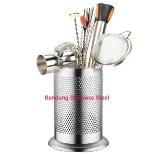 Tempat sumpit tempat sendok wadah sedotan stainless steel restoran ...