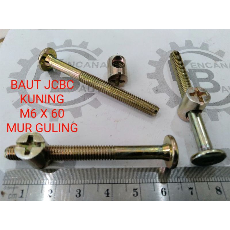 Jual BAUT JCBC M6 X 60 + MUR GULING / PALU / BAUT MEBEL/ DIPAN ...