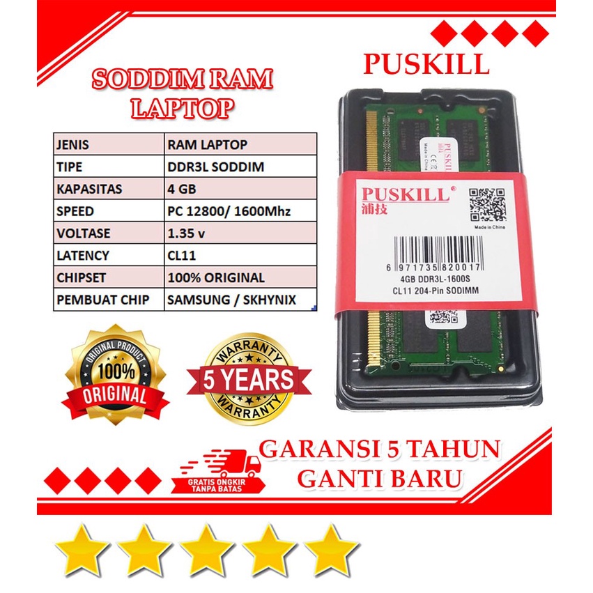 Jual RAM 4GB / 8GB DDR3L 8 GB PC 12800 / 1600MHz UNTUK LAPTOP ACER ASUS ...