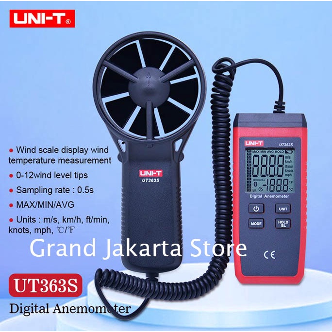 Jual Anemometer UNI-T UT363S Wind Speed Flow Meter UT 363S Unit Air ...