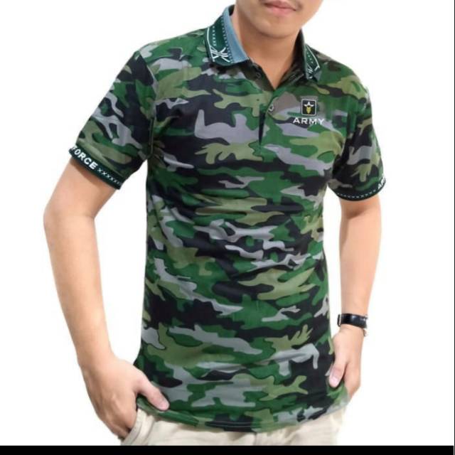 Jual BAJU KAOS POLO ARMY LORENG HIJAU DAN COKLAT BROWN | Shopee Indonesia