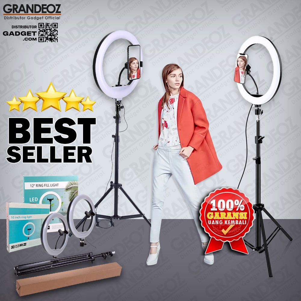 Jual RING LIGHT 33CM + LIGHT STAND 15W RINGLIGHT SHELFIE BESAR 16CM ...