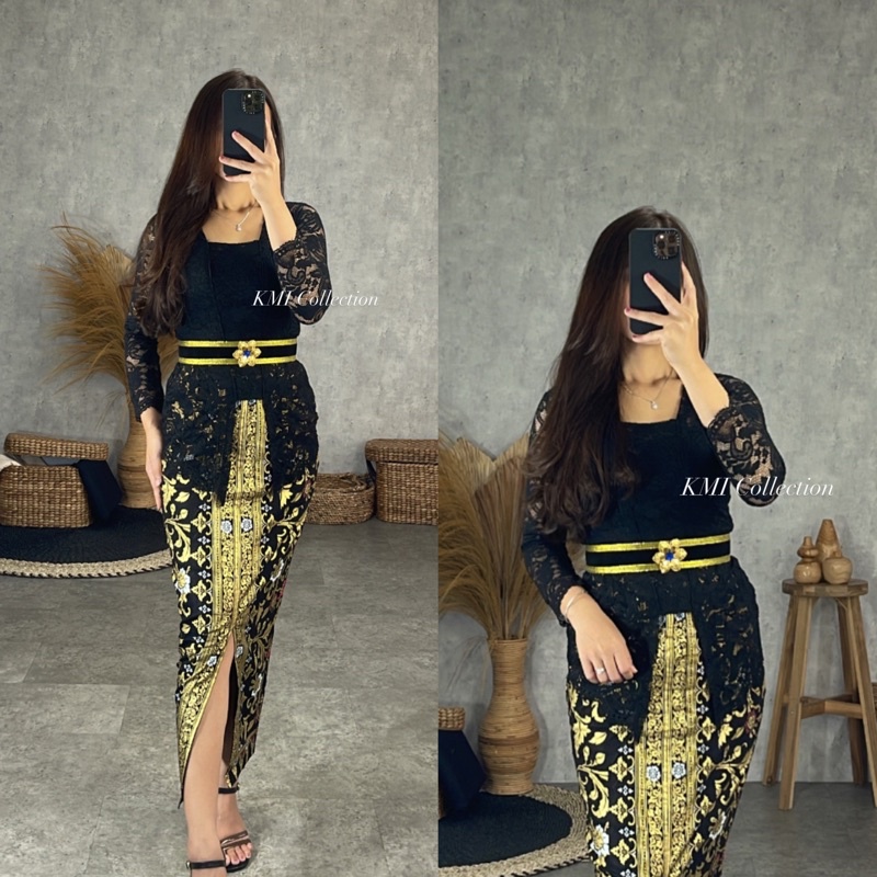 Jual Kebaya Bali Set Brukat Panjang Hitam | Shopee Indonesia