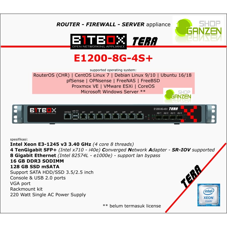 Jual BITBOX Tera E1200-8G-4S+ Server - Firewall - Router | Shopee Indonesia