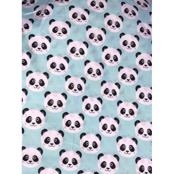 Jual Kain Katun Lokal Toska Motif Panda | Shopee Indonesia