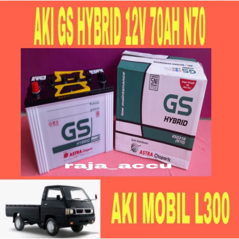 Jual Aki mobil l300 n70 12v 70 amper gs hybrid siap pakai | Shopee Indonesia