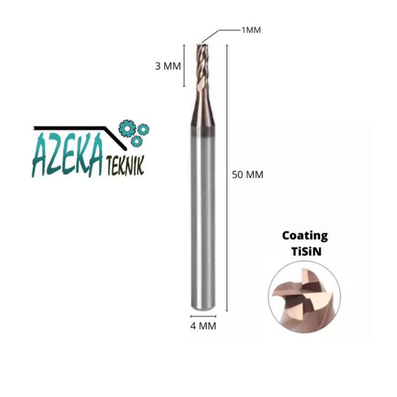 Jual ENDMILL 1MM SHANK 4MM FLUTE 4 HRC55 CARBIDE, ENDMILL 1 MM | Shopee ...