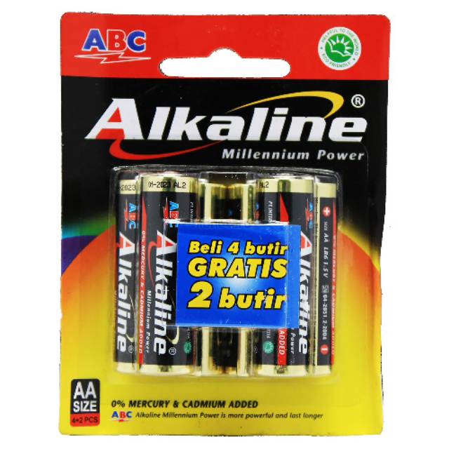 Jual BATTERAI ABC ALKALINE AA isi 6 | Batre Alkaline AA isi 4+2 pcs ...