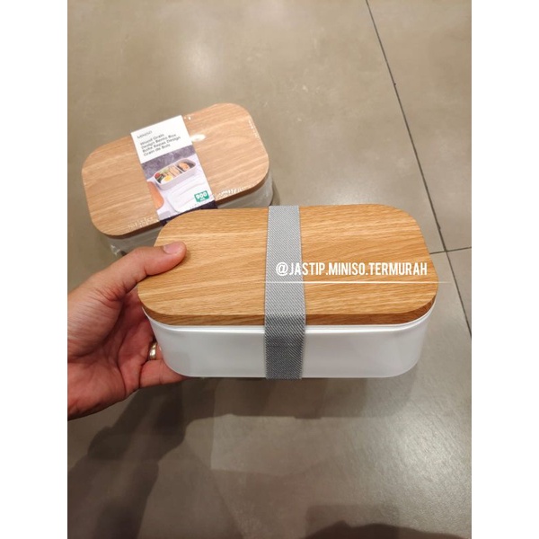 Jual MINISO Bento Box Wood Grain Design 900ml | Shopee Indonesia