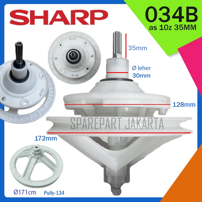Jual Gearbox SHARP mesin cuci 2 tabung gerigi 10 3.5cm GBX-034B ...