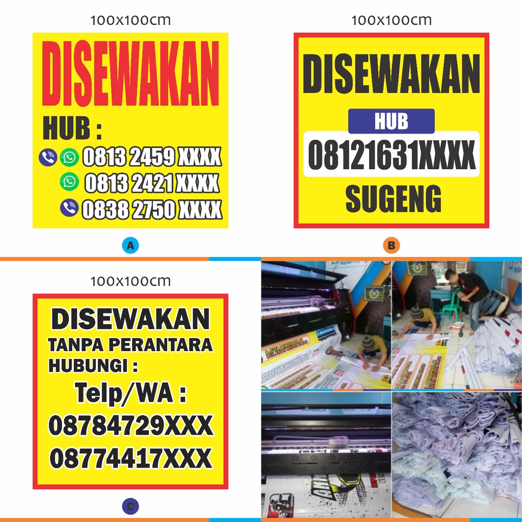 Jual SPANDUK RUMAH DISEWAKAN 100x100 Indonesia|Shopee Indonesia