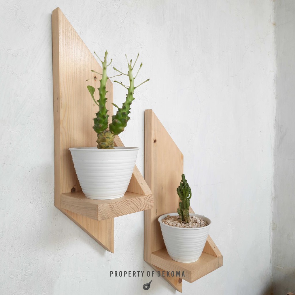 Jual Rak Bunga Kayu Dinding Hiasan Dinding Minimalis Modern Model Jajar ...