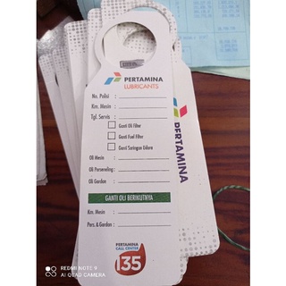Jual Kertas Label Kartu Gantungan Ganti Oli Pertamina / Pengingat Ganti ...