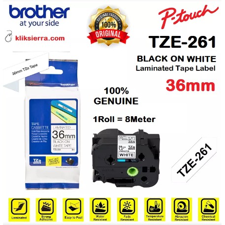 Jual BROTHER TZe-261 36mm PTouch Tape Label Barcode TZe261 Black on ...