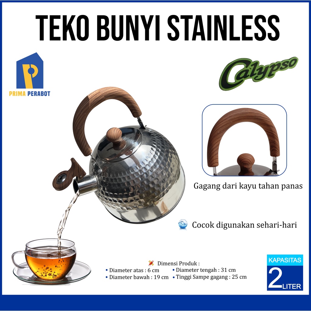 Jual Teko Bunyi 2 Liter Stainless Whistling Kettle Ceret Air Calypso | Shopee Indonesia