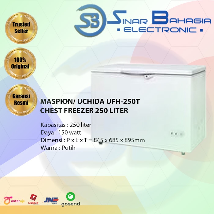 Jual UCHIDA/ MASPION UFH-250T CHEST FREEZER 200 LITER (NEW) ( KHUSUS BANDUNG) | Shopee Indonesia