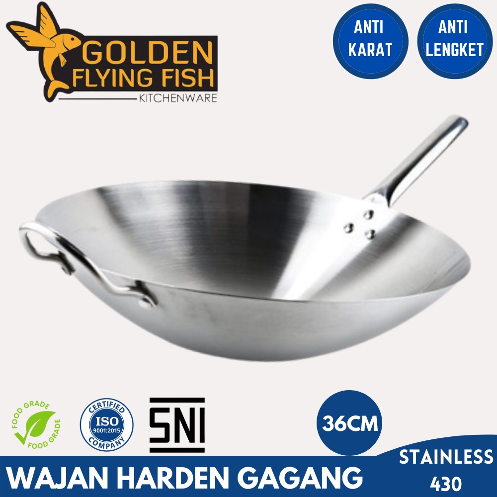 Jual Wajan Harden Gagang Stainless Steel Golden Flying Fish / Penggorengan Nasi Goreng Gagang ...
