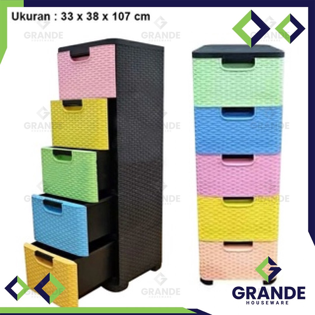 Jual GRANDE Lemari Susun Plastik Kontainer Laci Baju | Shopee Indonesia