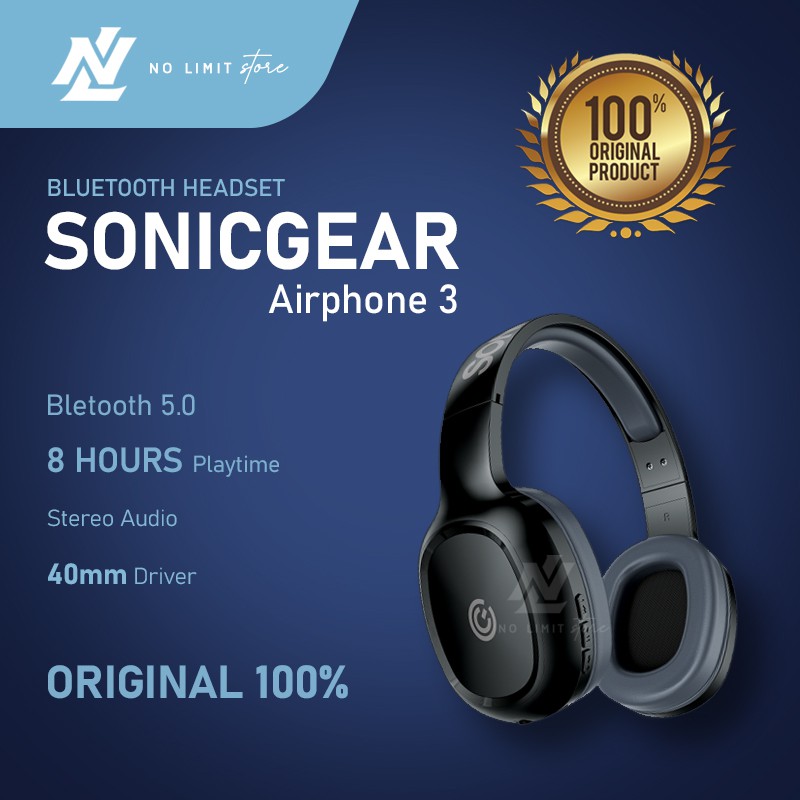 Jual Sonicgear AirPhone 3 - Sonic Gear 3 Wireless Headset Bluetooth ...