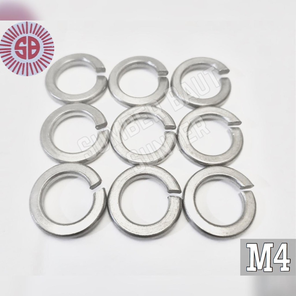 Jual M4 Ring Per Stainless Steel 304 WL Spring Lock Washer 4mm ISI 100 pcs | Shopee Indonesia