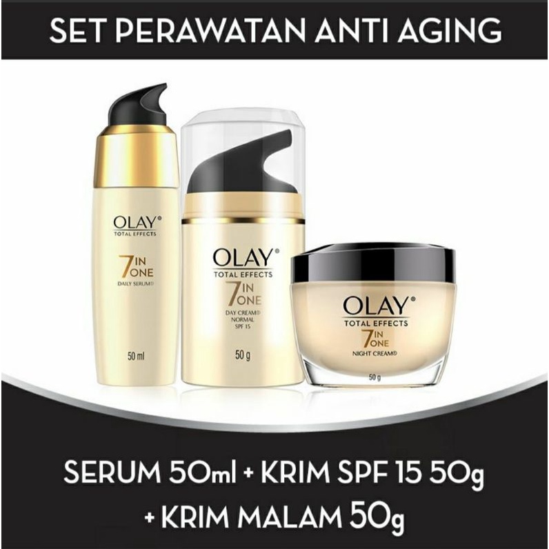 Jual Olay Set Pelembab dan Serum Wajah Total Effects Perawatan Anti ...