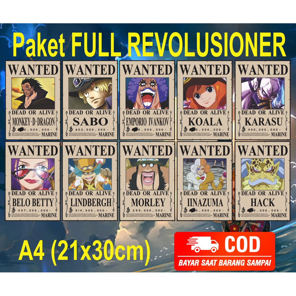 Jual Poster Bounty One Piece Poster Buronan Full Karakter Pasukan ...