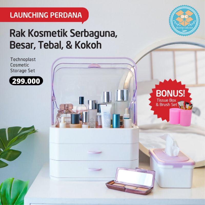 Jual STORAGE BOX MAKE UP TECHNOPLAST RAK SUSUN KOSMETIK BONUS TEMPAT ...