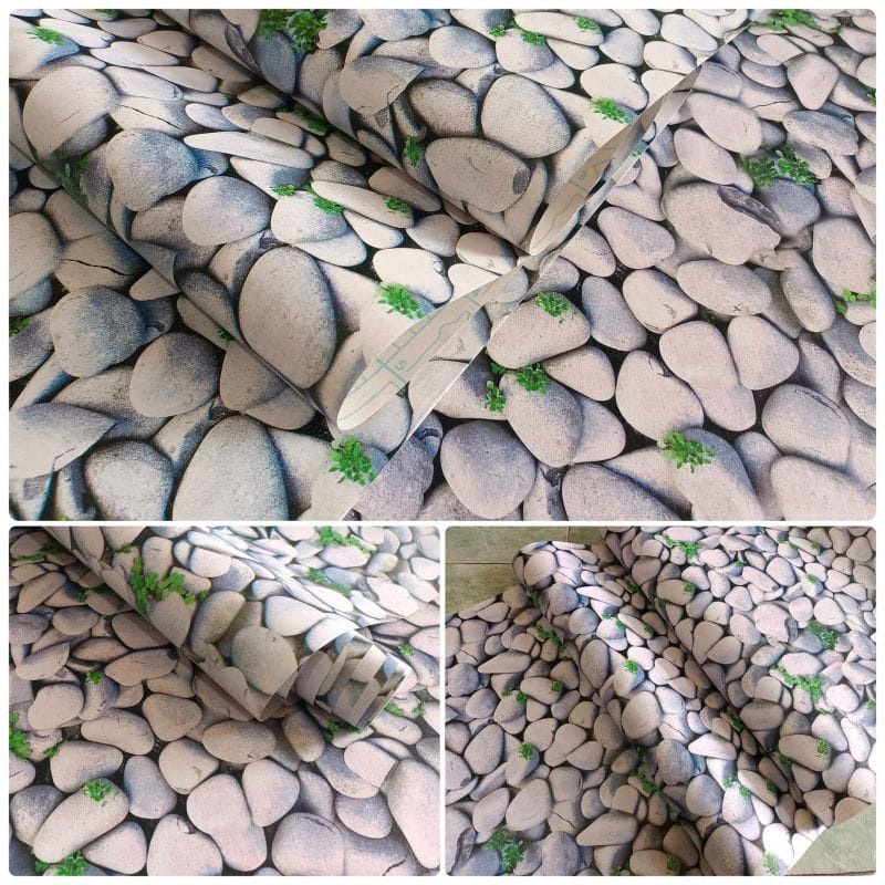 Jual Wallpaper Dinding Motif Batu Alam 45cm x 10m Batu Coral Putih ...