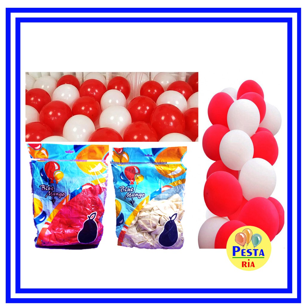 Jual MURAH !! 1PCS Balon solid merah putih, balon merah putih, balon ...