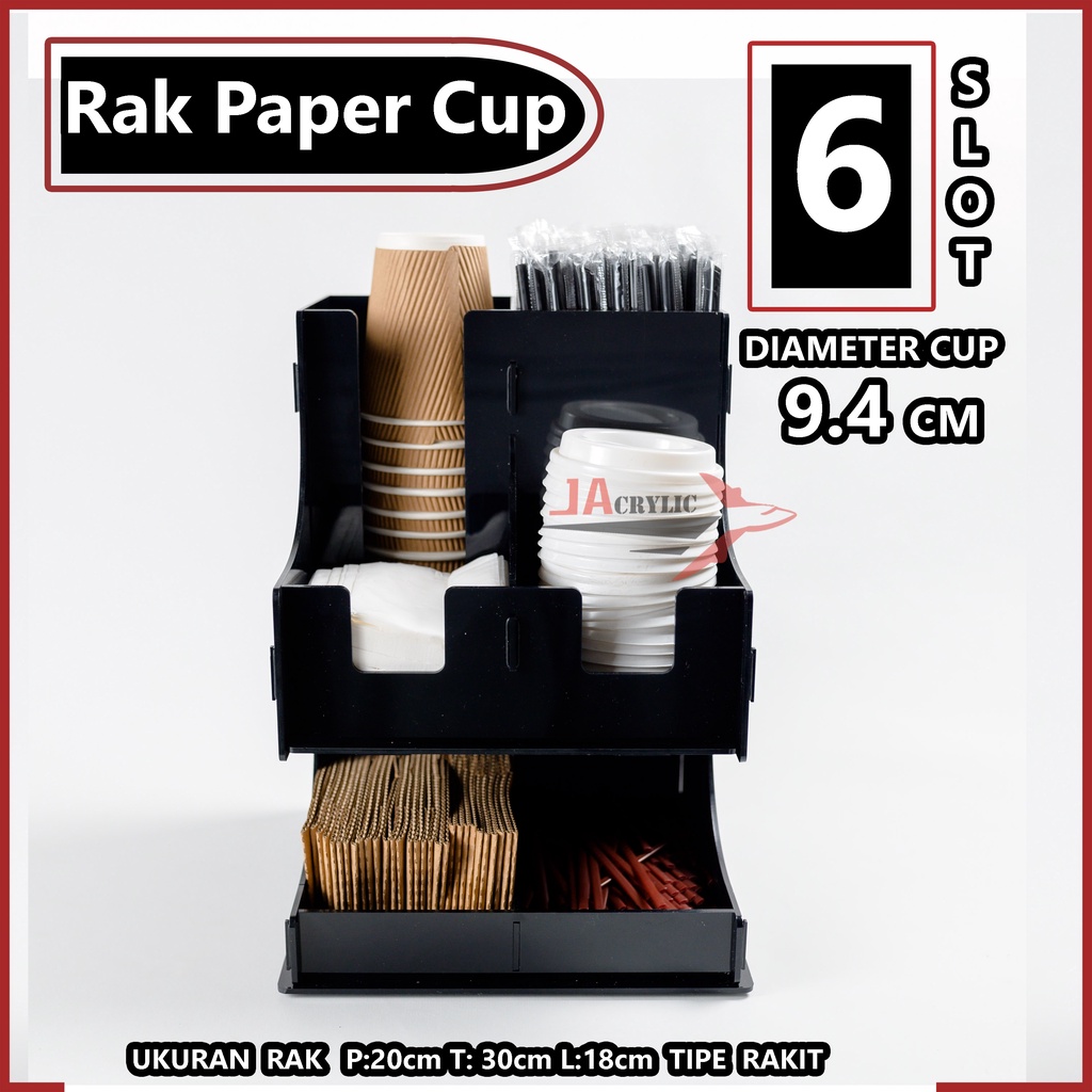 Jual Rak Paper Cup Akrilik / Organizer Paper Cup Coffee Cup 6 Slot ...