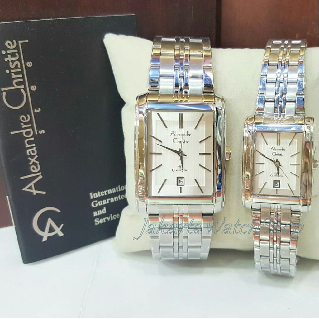 Jual Jam Couple Alexandre Christie 8840 ML Silver Putih (Original ...