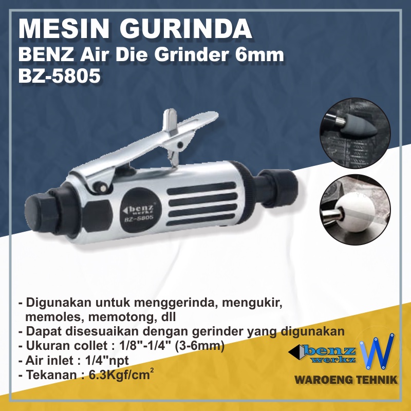 Jual Mesin Gurinda Angin BENZ Air Die Grinder 6mm BZ-5805 | Shopee ...