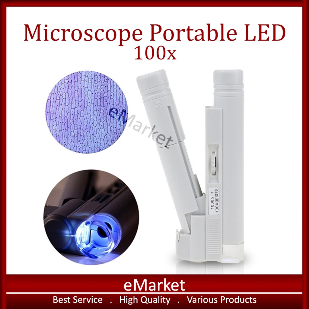 Jual Mikroskop Saku Mini 100x / Microscope Portable LED Lampu | Shopee ...