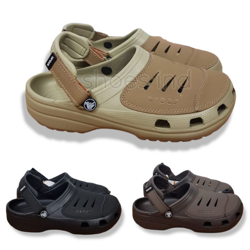 Jual Sepatu Sandal Pria / Sandal Crocs Yukon Leather Clog / Crocs Pria | Shopee Indonesia
