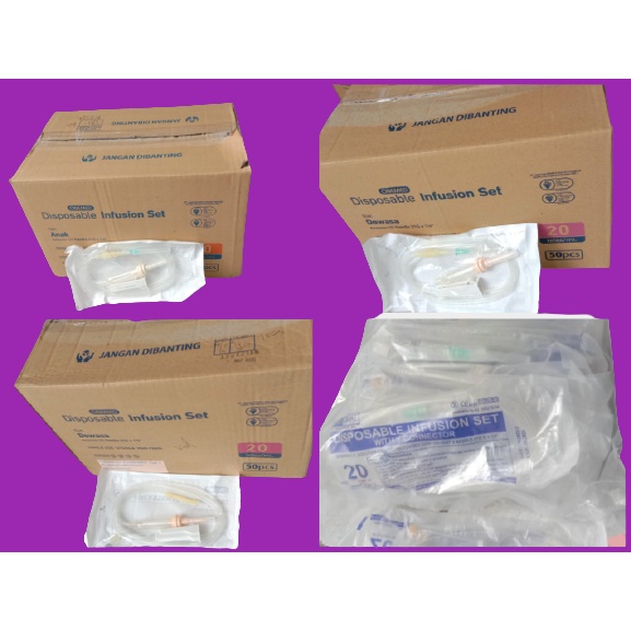 Jual INFUSET INFUSION SET PER BOX ISI 50PCS DAN PER SLOP ISI 25PCS ...