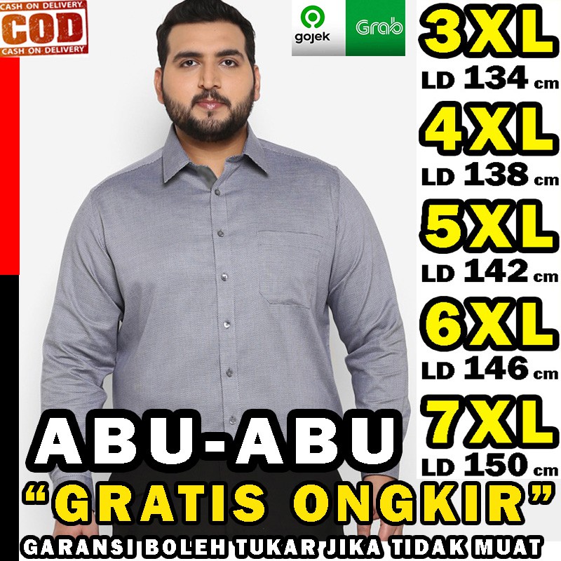 Jual kemeja hem baju pria jumbo big size cowok laki laki abu abu 2xl 3xl 4xl 5xl 6xl 7xl panjang ...