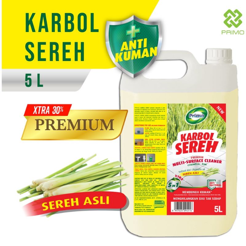 Jual Primo Karbol Sereh Asli Citronella/Premium 5 Liter Jerigen ...