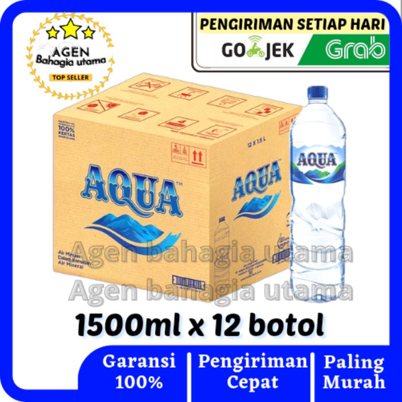Jual Air mineral | Aqua botol | Aqua 1500ML 1 karton (12 botol) | Shopee Indonesia