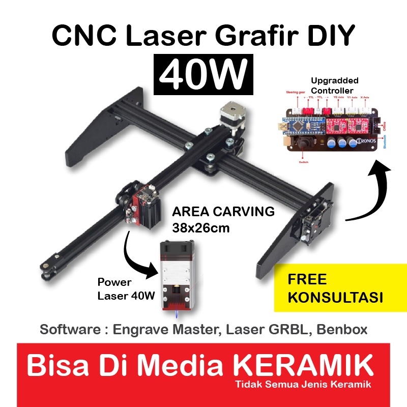 Jual Mesin CNC 40W Laser Engrave Printer 3D Laser Grafir Portable DIY ...