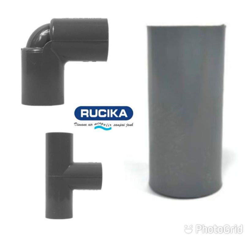 Jual Fitting Sambungan Pipa Pralon Pvc 1" Inch Rucika AW Socket Sock Lurus Knee Elbow Tee ...