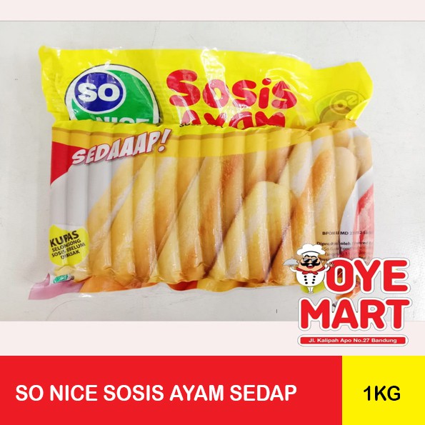 Jual SO NICE SOSIS AYAM SEDAP 1KG / SOSIS AYAM FROZEN FOOD | Shopee ...