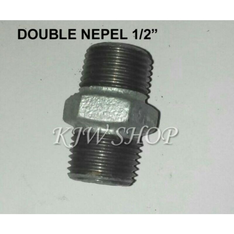 Jual Double Nepel Besi 1/2" Double Drat Galvanis 1/2inch Sambungan Dobel Drat Ukuran Pipa 1/2 ...