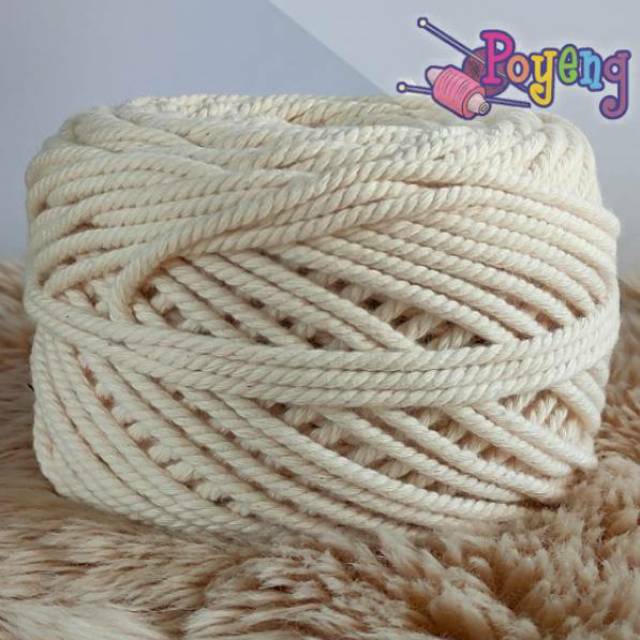 Jual Tali Macrame (Makrame) Poyeng Ukuran 3mm Natural/Tidak Diwarnai ...