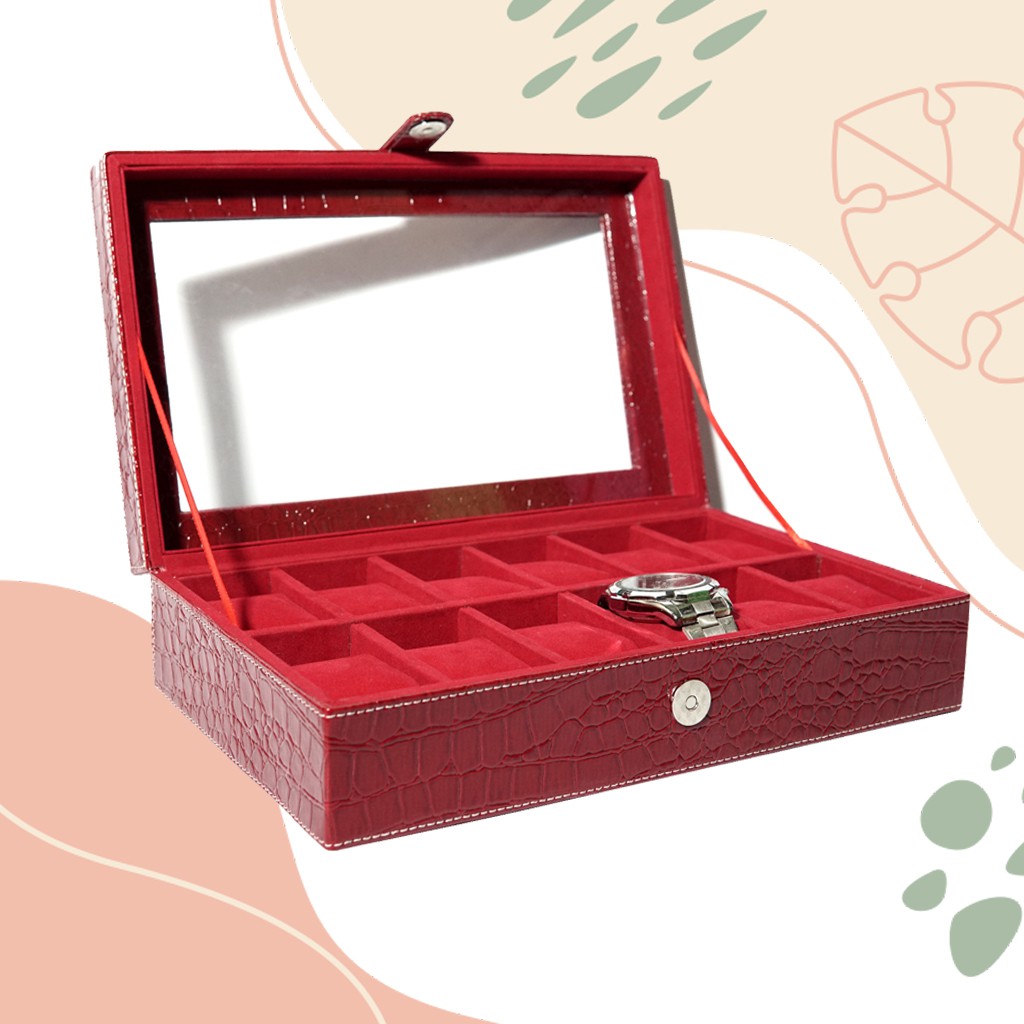 Jual Kotak Tempat Jam Tangan Isi 12 / Box Jam / Watch Box Full Motif ...
